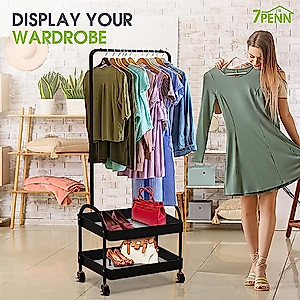 7Penn Foldable Clothes Drying Rack - 3 Tier Standing Large Collapsible Laundry Drying Rack Clothing Hanger on Wheels