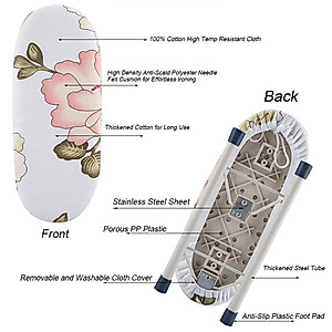 Ironing Board, Cotton Cloth Foldable Iron Board Ironing Boards Cuffs Collars Handling Table Space Saving Ironing Board for Small Spaces, Laundry Rooms Or Dorms (Peony)