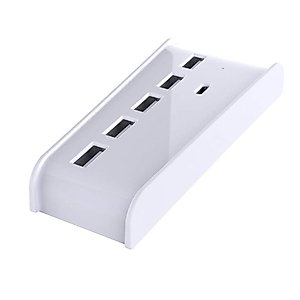 5 Port High-Speed Splitter Game Console USB Hub Multifunctional for PS5 Game Console Charging Stand Indicator Light (Color : Black) (White)