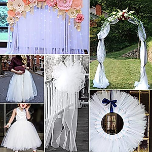IONTACH White Tulle Fabric Rolls 54 Inch by 40 Yards Fabric Tulle Bolt for Wedding Decorations DIY White Tutu Baby Shower Table Skirt Ceiling Decor Birthday Party Craft Supplies