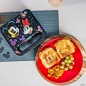 Uncanny Brands Disney Mickey and Minnie Mouse Sandwich Maker - Small Kitchen Appliance