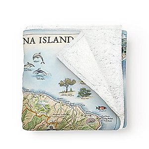 Catalina Island Map Fleece Blanket - Hand-Drawn Original Art - Soft, Cozy, and Warm Throw Blanket for Couch - Unique Gift - 58"x 50"