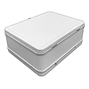 Do It Yourself DIY Medium White Lunch Box Tin for Storage, Crafts and Scrapbook Fun Activities