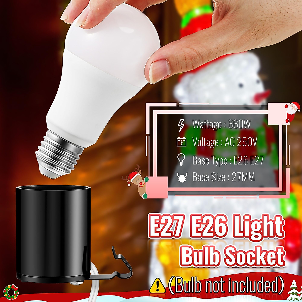 Meonum Blow Mold Light Kit Replacement for MB48, E26 E27 Medium Base Single Light Cord Kit w/Switch, for Blow Mold Plastics Indoor Outdoor Halloween Christmas Village House Decor(2 Pack,Red)