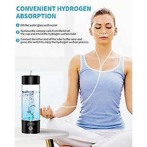 Hydrogen Water Bottle 2024, Hydrogen Water Bottle Generator with SPE PEM Technology Water Ionizer, Hydrogen Water Machine Improve Water in 3 Minutes for Home, Office, Travel, Daily Drinking(Black)