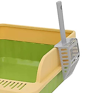 MagiDeal Pet Litter Tray Potty Toilet High Sided Cat Litter Box for Small and Medium Cats, Green Yellow