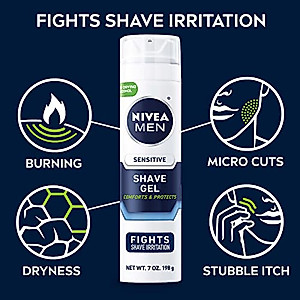 NIVEA MEN Sensitive Shave Gel with Vitamin E, Soothing Chamomile and Witch Hazel Extracts, 7 Oz Can