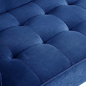 Plococo 78 inch Modern Velvet Upholstered Sofa Bed,Tufted Velvet Fabric Couch,Sofas Couches for Living Room,Apartment,Bedroom (Blue)