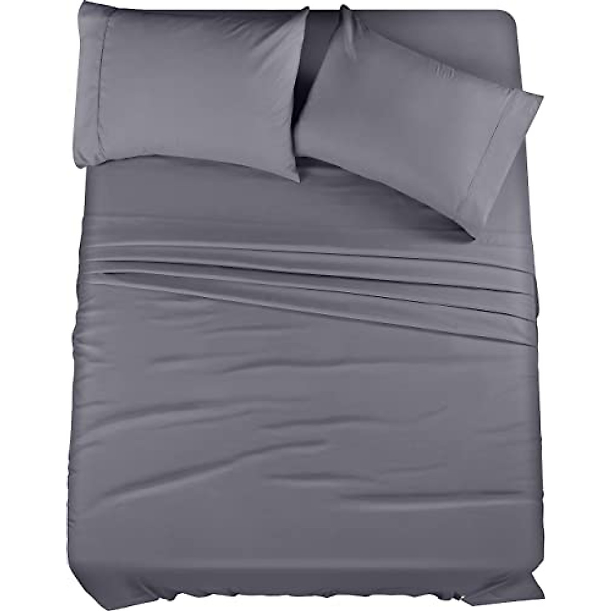 Utopia Bedding Sheets Set Full Grey with Mattress Pad Full Quilted Fitted (Pack of 5)