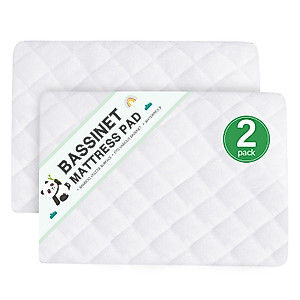Waterproof Bassinet Mattress Protector, Fit for 17" x 33" Most Mainstream Bassinet Mattress - Rectangle, Hourglass, Oval, Ultra Soft Breathable, Viscose Made from Bamboo Surface, Washer & Dryer