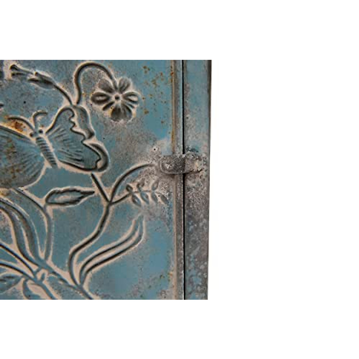 Creative Co-Op Distressed Blue Embossed Tin "Mail" Box