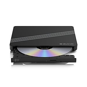 Hitachi LG External CD/DVD Drive | Portable Player Burner for Laptop, PC, Smartphone | USB Type-C | Multi OS (Window, Mac, Android, Fire) Black (True DVD App. Excluded)