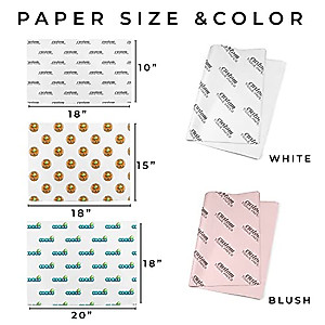COACO Personalized Tissue Paper, Your Custom Design, Logo, or Text, Great for Holiday or Special Occasion, Small Business Packaging or Gift Wrapping, 30, 50, or 100 Count, White (18"x10")