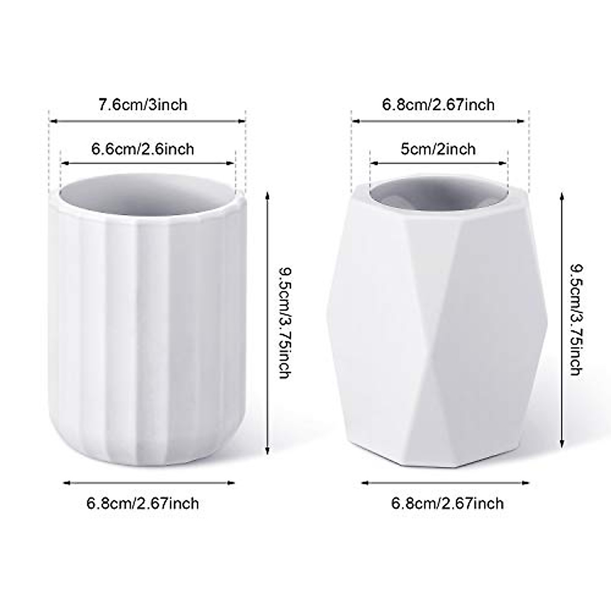 2 Pieces Silicone Pencil Holder Geometric Pen Cup Round Pen Container Desktop Pencil Stationary Holders Makeup Brush Holder for School Office Home Desk Supplies