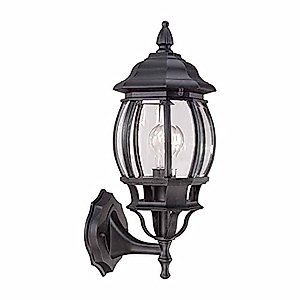 1-Light Black Outdoor Wall Lantern Sconce