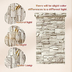 Jeweluck Stone Wallpaper Peel and Stick 17.7inch×118.1inch Stone Contact Paper Backsplash for Kitchen Brick Wallpaper Self Adhesive Removable Decorative Wallpaper