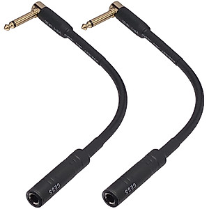 CESS-090 Low-Noise Right Angle 1/4 TS Male to Female Guitar Extension Cable, 2 Pack