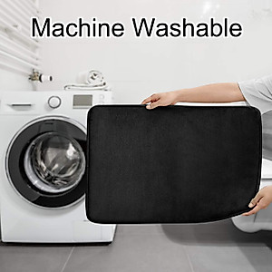 FEELSO Memory Foam Bath Mat Set, 3 Piece Bathroom Rugs Non Slip and Absorbent Mats, 20x31 Inches Floor Mat, 20x22 Inches U-Shaped Contour Rug and Toilet Lid Cover for Tub Shower & Bath Room, Black