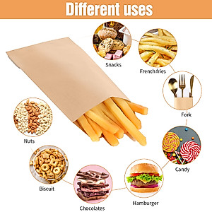 Florskoye Flat Kraft Paper Treat Bags White 100 Pack, 5x7 Inch Small Paper Bags for Gift Sandwich Candy Cookie Snacks Doughnut Popcorn Craft Jewelry Merchandise Party Favor Bags (White 5.1x7 Inches)