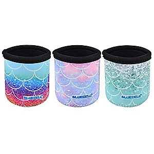 Bluecell Pack of 3 Neoprene Insulators Fish Scale Pattern Beer Can Sleeves for 7.5oz Drink Beer Cans (Fish-Scale Pattern(3pcs), 7.5 oz)