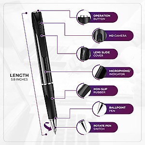 TarMixx Spy Pen Cameras with Video Recording Pen - Mini Spy Camera Pen Camera - Spy Cam Hidden Camera Pen - Mini Body Camera Pen Recorder - Wearable Video Camera Pen 1080p - Pocket Camera Spy Gear