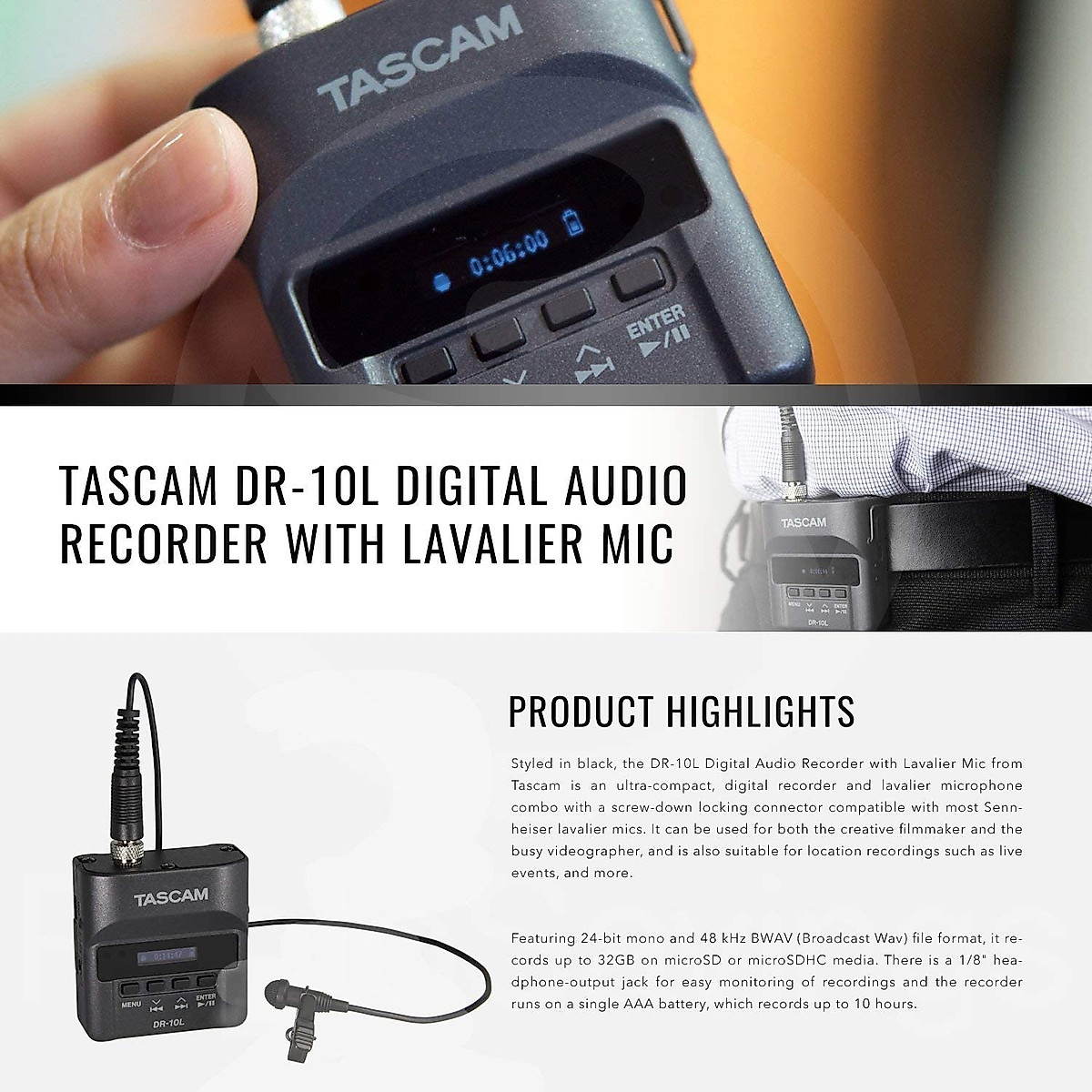 Tascam DR-10L & DR10LW Digital Audio Recorder W/Lavalier Mics and 2x 32 GB, 2x Headphones Bride and Groom Deluxe Bundle