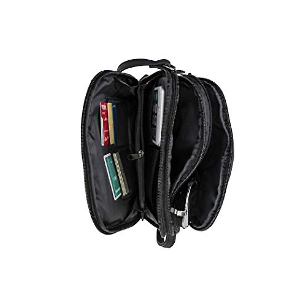 MultiSac womens Multisac North South Mini Zip Around Crossbody Bag Cross Body, Black, One Size US