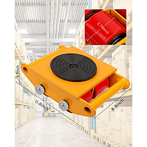 GCCSJ 6T Machinery Skate Dolly, 13200lbs Machinery Moving Skate Machinery Mover Skate with 360° Rotation Cap, Dolly Machinery Skate for Industrial Moving Equipment