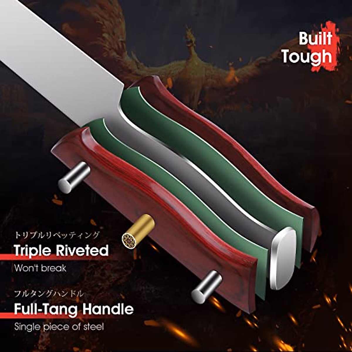 Huusk Cimitar Breaking Knife 12 inch, Curved Butcher Knife for Meat Cutting Sharp Brisket Knife Carving Knife Full Tang Meat Cleaver with Rosewood Handle for Meats Big Vegetables Christmas Gift