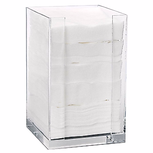 ForPro Square Pad Dispenser - Clear, Acrylic, Open Sides and Top Dispenser- Cocktail Napkin Dispenser - Fits 4” x 4” Cotton Pads - 7” H x 4.25” W x 4.25” L