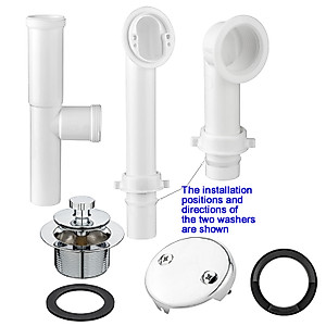 (1 Pack) Yariwiz 1-1/2" Polished Chrome Bathtub Tub Drain Kit Bath Waste Overflow Drain Tube Assembly with Universal Lift & Turn Bathtub Drain and Overflow Faceplate Polished Chrome