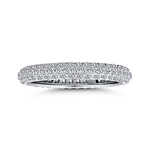 Pave CZ Cubic Zirconia Stackable Eternity Anniversary Wedding Dome Band Ring For Women Sterling Silver