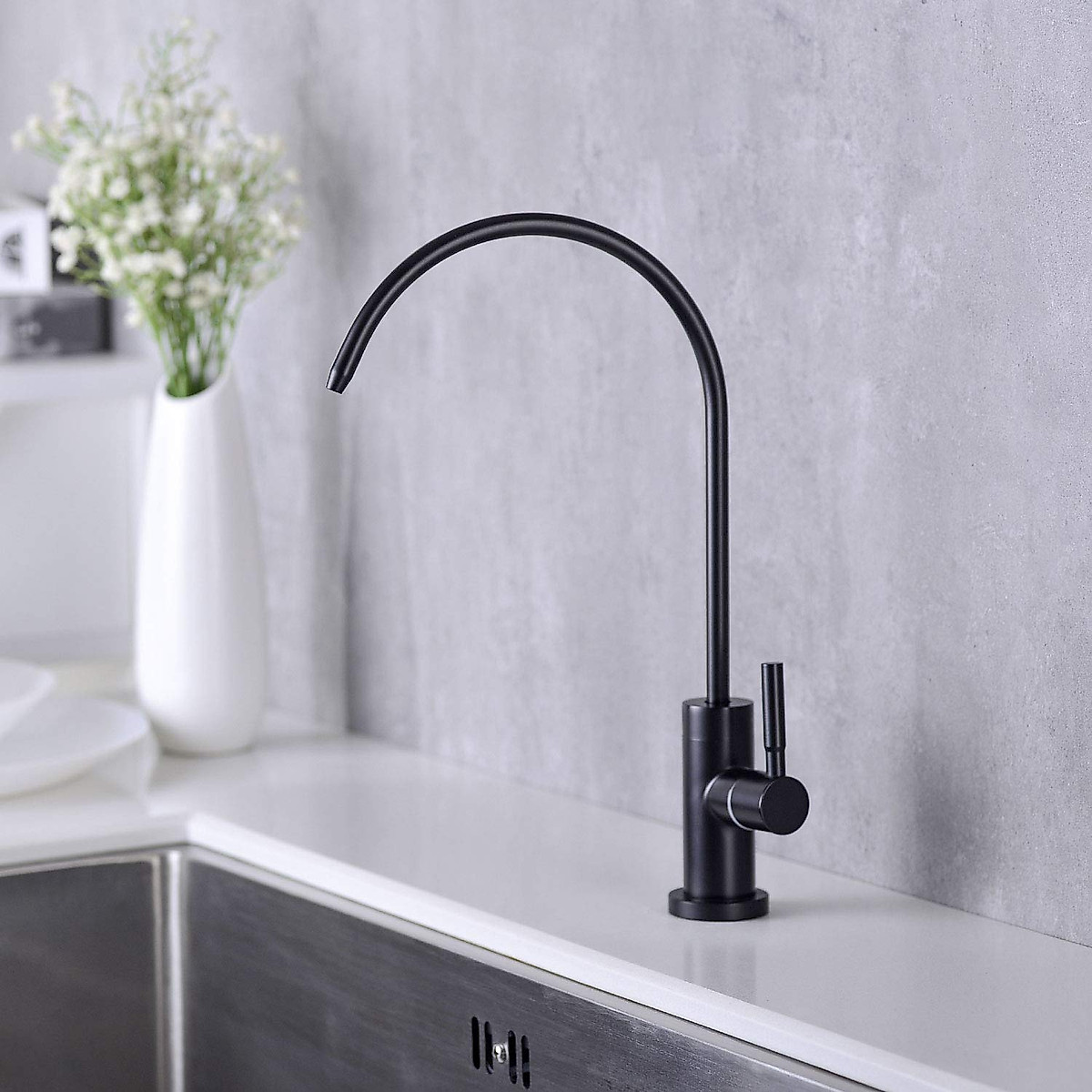 Anpean Drinking Water Faucet, Lead-Free, SUS304 Stainless Steel Kitchen Water Filter Faucet for Reverse Osmosis and Water Filtration Systems, Matte Black