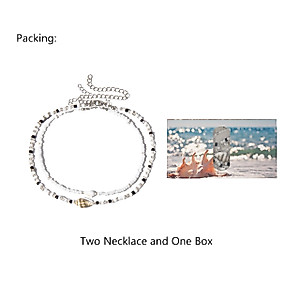 Lameybrt Seashell Surfer Necklaces Beach Handmade Choker Hawaiian Summer Conch Necklace for Women (Shell 1)