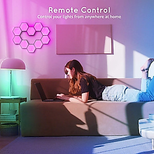 Lumoonosity LED Hexagon Lights - Dream Color Hexagon LED Light - Music Sync Color Changing Hexagon Wall Lights - RGB Hexagon Lights for Bedroom, Gaming Room - Cool Hexagon Wall Panels