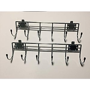 Home Storage Space HSS Steel Wire Shelving 18" Wide Side Bar W/6 Hooks, No Collar, Add-on, Chrome, 2-Pack