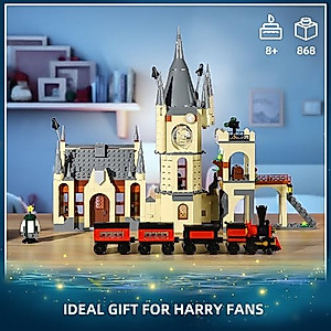 QLT Harry Castle Clock Tower Building Toy Set with Lighting, Compatible with Train Building Set, Gift Ideas for Potter Fans Boys Kids Aged 8-14, Magic Castle Architecture Model for Adult (868 PCS)