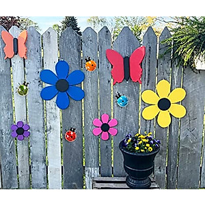 GIFTME 5 Metal Garden Wall Art Decorative Set of 4 Cute Ladybugs Outdoor Wall Sculptures