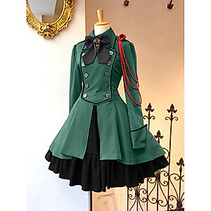 Aniywn Plus Size Retro Gothic Dress, Women Classic Black Layered Bow Tie Lolita Mini Dress Cosplay Costumes