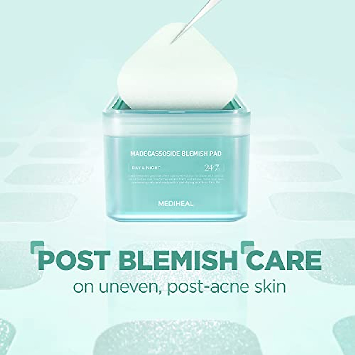 MEDIHEAL Madecassoside Blemish Pad - Square Cotton Facial Toner Pads with Centella Asiatica & Madecassoside – Anti Blemish Face Pads to Improve Uneven Skin Tone - Vegan Face Gauze Wipes, 100 Pads