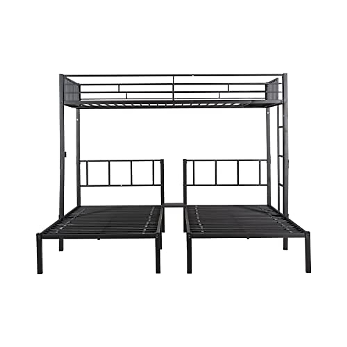 Goohome Triple Bunk Beds, Twin Over Twin Bunk Beds for 3, Metal Bed Frame for Bedroom, Apartment, Dorm, Heavy Duty Bunk Bed with Guardrail Ladder, Space-Saving, Black