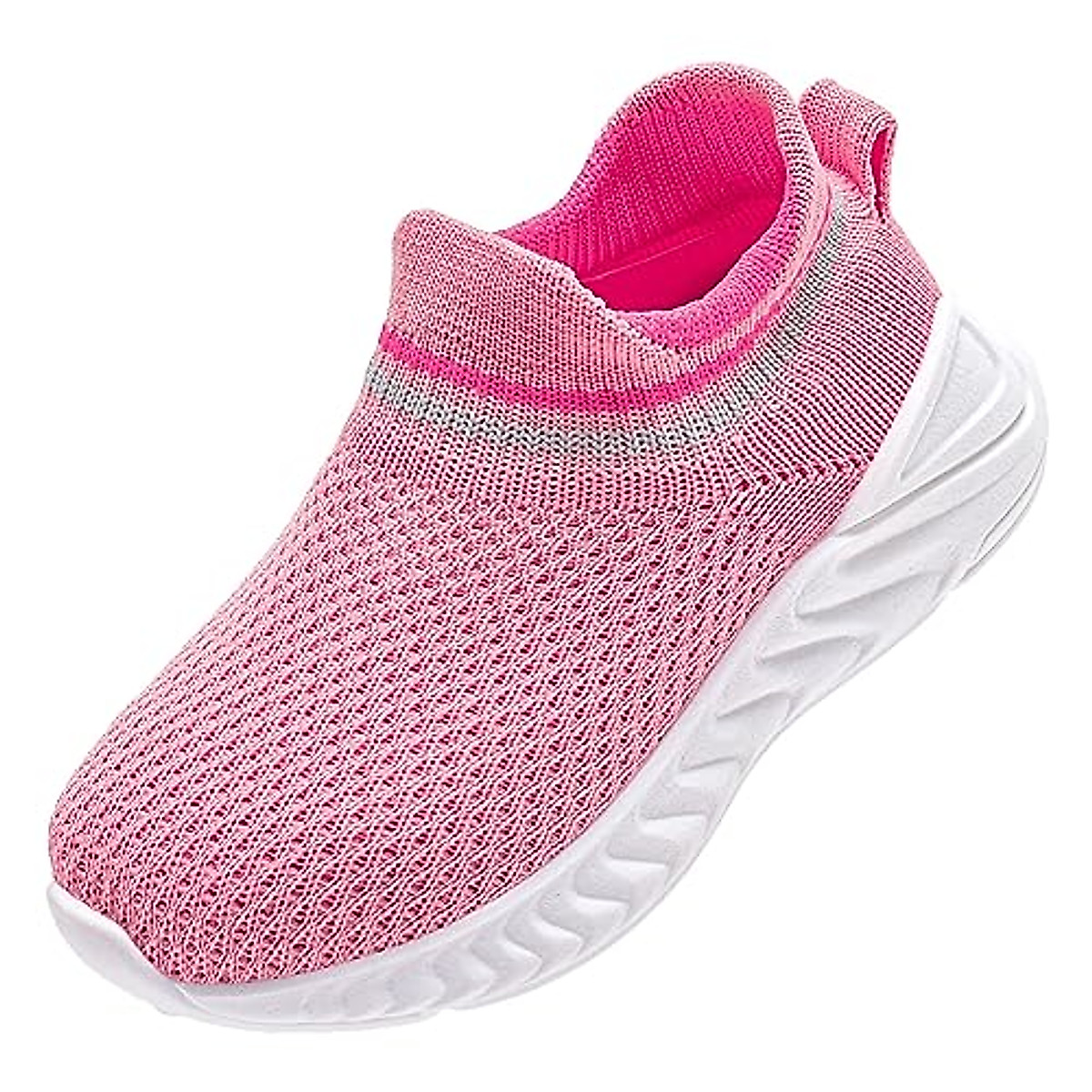 HOBIBEAR Toddler Boys Girls Walking Shoes Slip on Sock Sneakers Non-Slip Lightweight Mesh (Pink,Toddler 7)