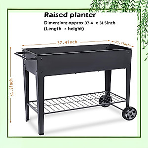 FOYUEE Raised Planter Box with Legs Outdoor Elevated Garden Bed On Wheels for Vegetables Flower Herb Patio