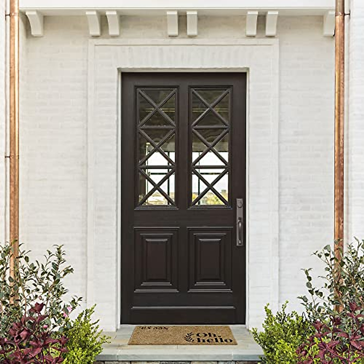 Barnyard Designs 'Oh Hello, See Ya' Doormat Welcome Mat for Outdoors, Large Front Door Entrance Mat, 30x17, Brown