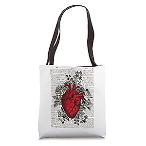 Red Anatomical Flowers rose Heart Design nurse clinic Tote Bag