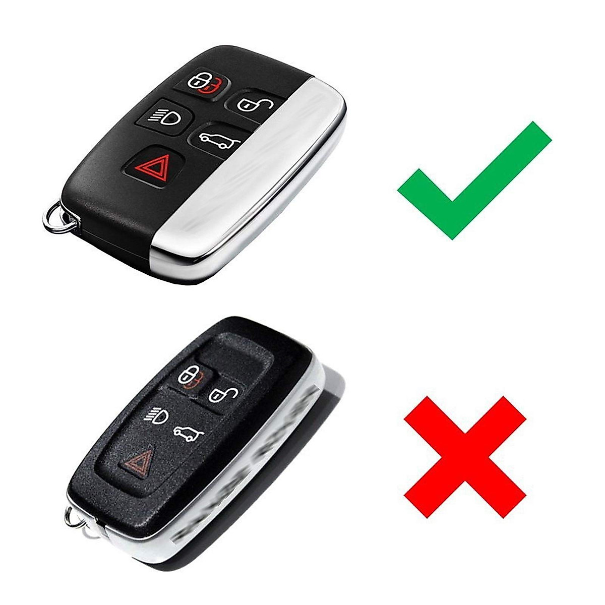 Xotic Tech Carbon Fiber Pattern Soft Silicone Key Fob Shell Skin Cover w/ Keychain, Compatible with Land Rover Range Rover Discovery LR2 LR3 LR4 or Jaguar XE XF XJ F-Typ F-Pace Smart Keyless Entry Key