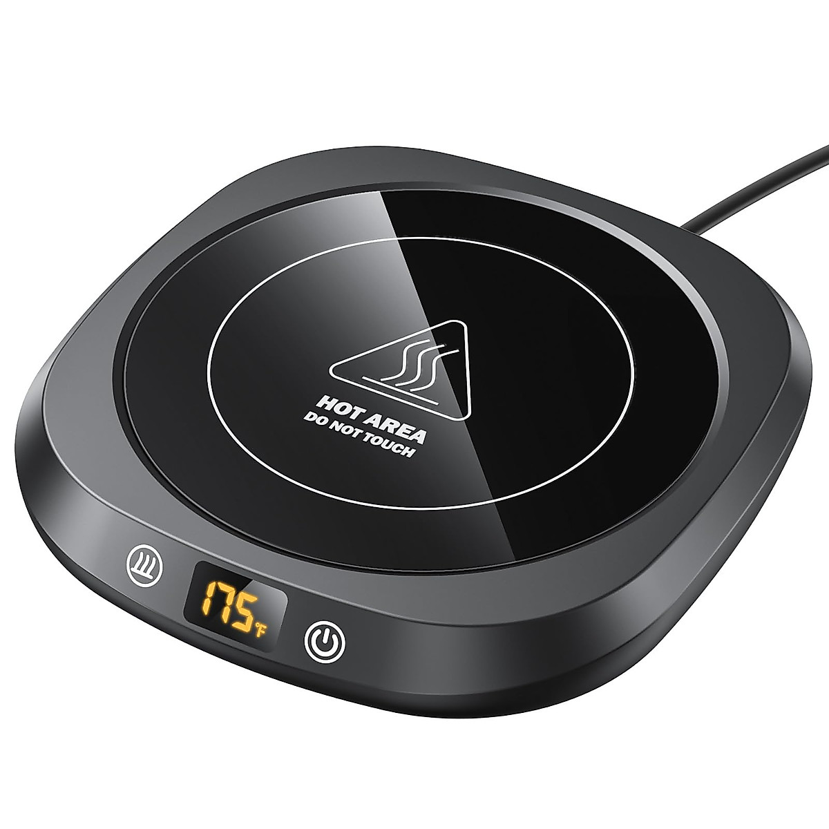 Coffee Mug Warmer, Fast Heating Cup Warmer for Desk, with 5 Temperature Levels & 1-12H Timer, Auto Shut Off Smart Beverage Warmer for Coffee, Tea, Water, Milk, Plug-in Model (Black)