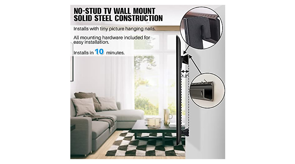 Heavy Duty TV Wall Mount for 22-55 Inches | No Stud, No Drill Install
