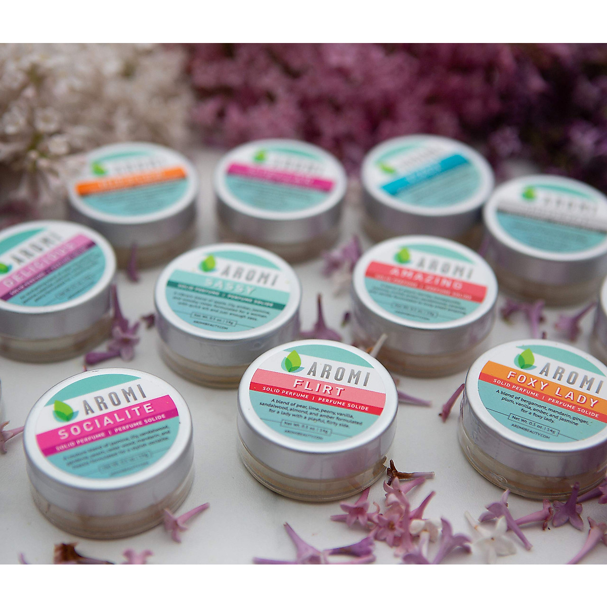 Aromi Flirt Solid Perfume | Floral, Woodsy Fragrance, Vegan, Cruelty-free, Almond, Peony, Vanilla Scent, Wax-Based, Women's Gift, Travel, Handmade (Flirt)