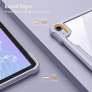 Fintie Hybrid Back Case for iPad Air 5th Generation (2022) / iPad Air 4th Gen (2020) 10.9 Inch - Slim Lightweight Clear Transparent Back Cover with Shockproof Soft TPU Bumper, Lilac Purple